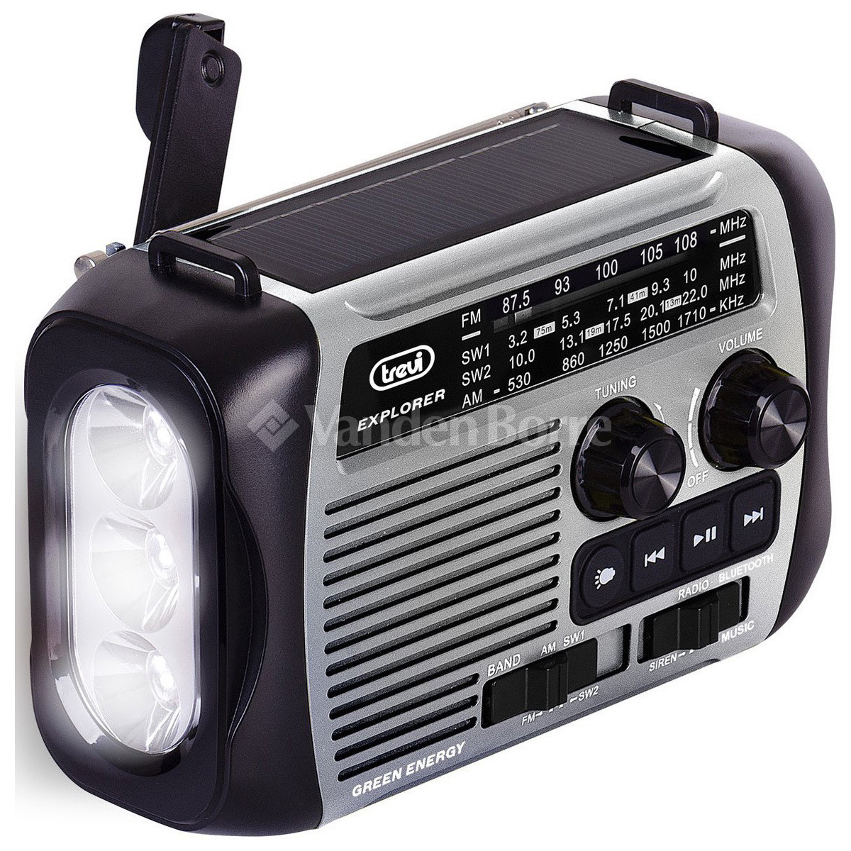 TREVI NOODRADIO DYNAMO RA 7F30 BT GRIJS MET ZAKLAMP | Vanden Borre